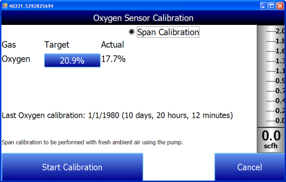 Calibrating the Oxygen Sensor