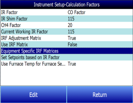 Equipment Specific IRF Matrices