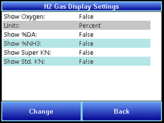 H2 Gas Display Settings